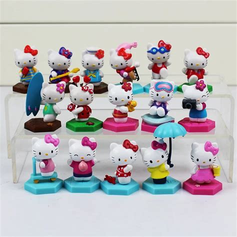 5sets Lot Anime Cartoon Hello Kitty Figures Hellokitty Kt Pvc Action Figure Toys Model Dolls 3