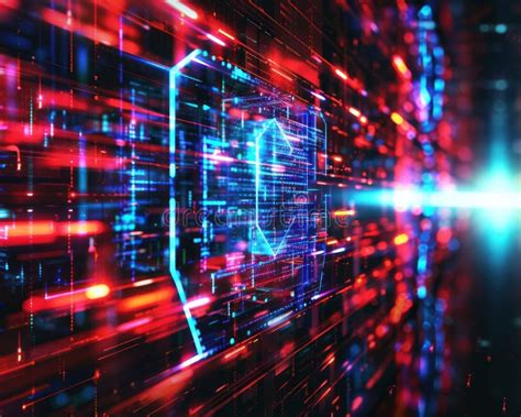 Cybersecurity Shield Abstract Digital Fortress Walls In Cyberspace Generative Ai Stock Image