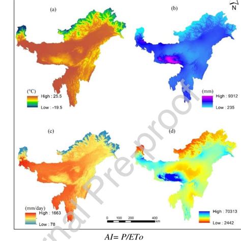 Spatial Map For Climatic Variables A Annual Mean Temperature B