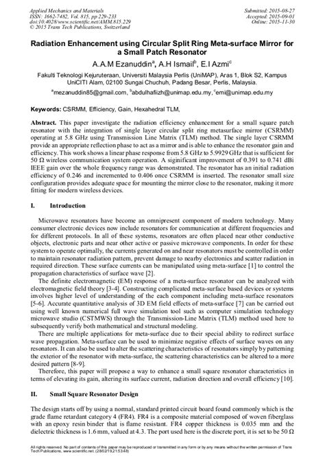 Radiation Enhancement Using Circular Split Ring Meta Surface Mirror For A Small Patch Resonator