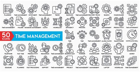 Time Management Concept Vector Illustration With Icons Timer Alarm And Smartwatch Time