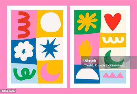 손 세트는 모양과 낙서 개체로 다양한 포스터를 그렸습니다 추상 현대 현대 유행 벡터 삽화 다채로운 팔레트 0명에 대한 스톡 벡터 아트 및 기타 이미지 Istock