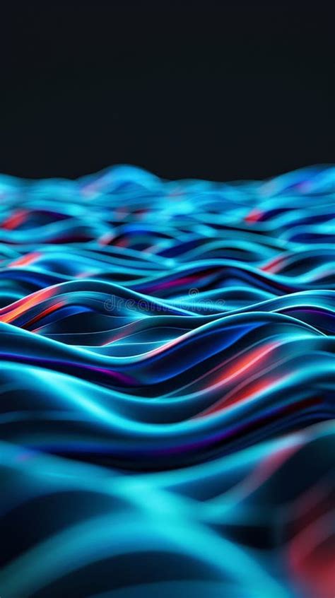 Abstract Blue And Red Liquid Waves Digital Art 3d Ing Futuristic