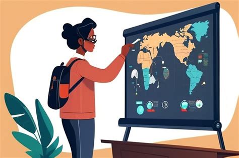 Premium Photo Teacher Using Smartboard Vector Scientific Concepts Explanation