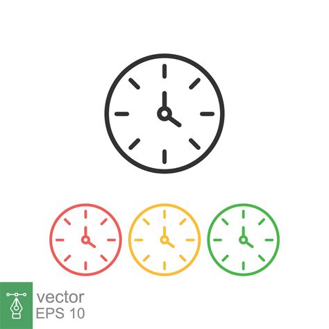Clock Icon Simple Flat Style Circle Wall Clock Face Day Night