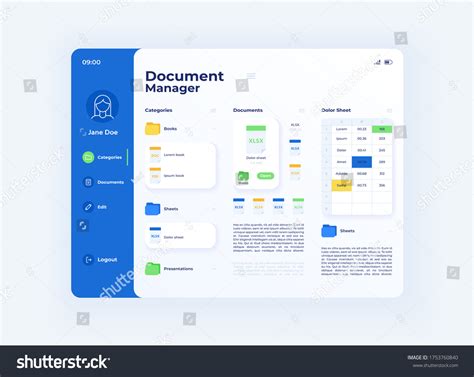 Vektor Stok Share Document Tablet Interface Vector Template Tanpa Royalti 1753760840