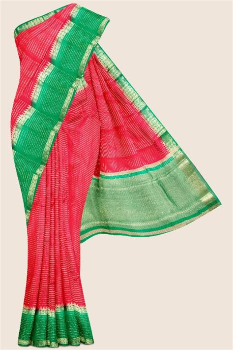 Soft Silk Gap Border Green And Dark Green Saree