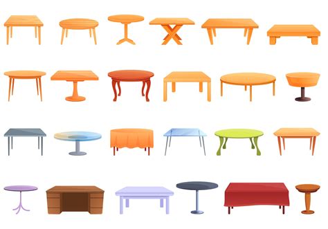 Conjunto De Iconos De Mesa Conjunto De Dibujos Animados De Iconos De