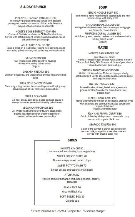 Nonies Menu Prices Philippines January 2026 Updated