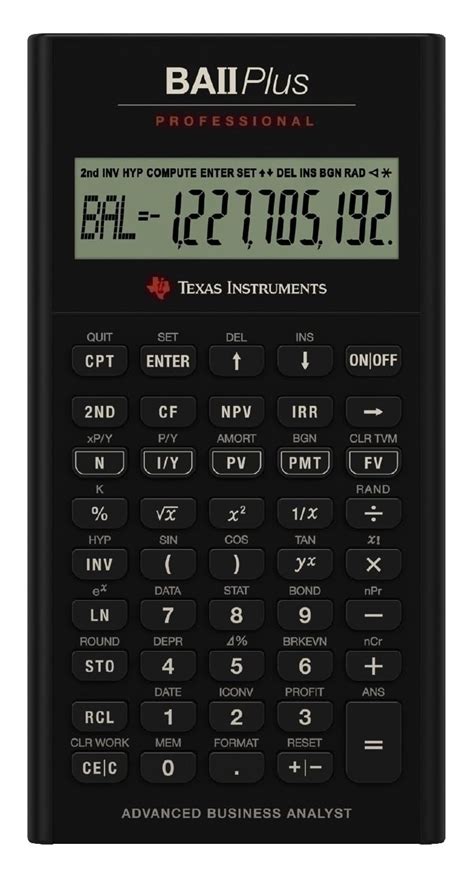 Texas Instruments BA II Plus Professional Calculator Prompt 10 Digit