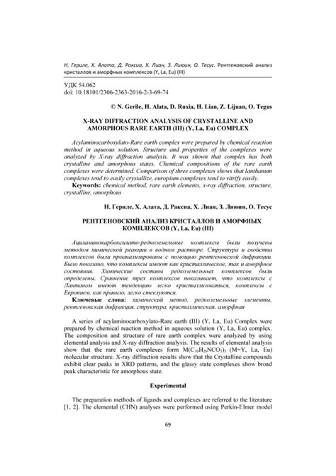 X Ray Diffraction Analysis Of Crystalline And Amorphous Rare Earth Iii Y La Eu Complex