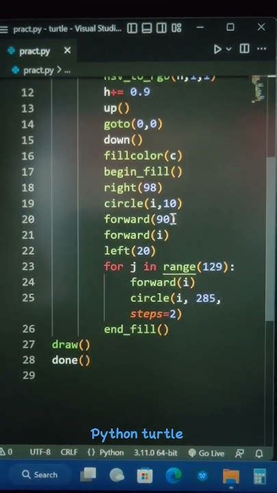 draw beautiful flowers 🌺 using python turtle graphics pythonturtle coding youtubeshorts