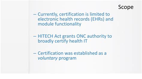 Ppt Office Of The National Coordinator For Health It Onc Certification Program Powerpoint