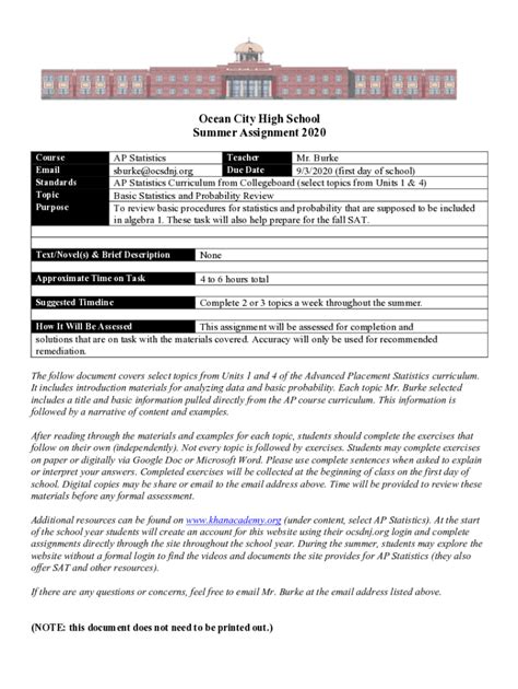 fillable online ap statisticsunderstanding inference for quantitative