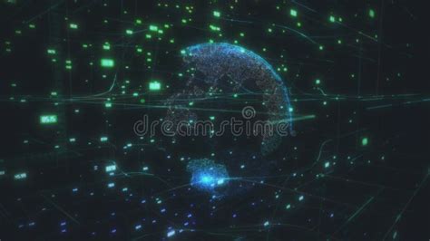 Big Data Cloud Around Digital Earth Data Globe Abstract 3d Rendering Network Connection