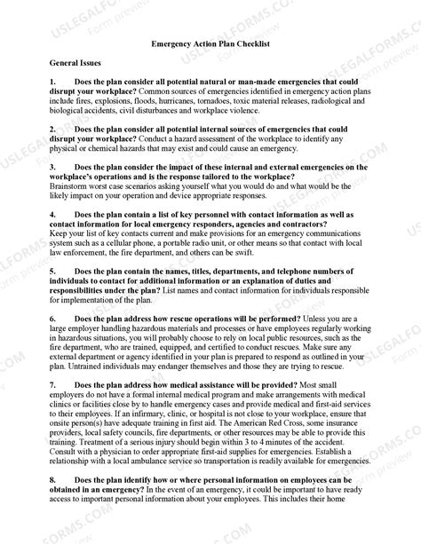 Emergency Action Plan Checklist Us Legal Forms