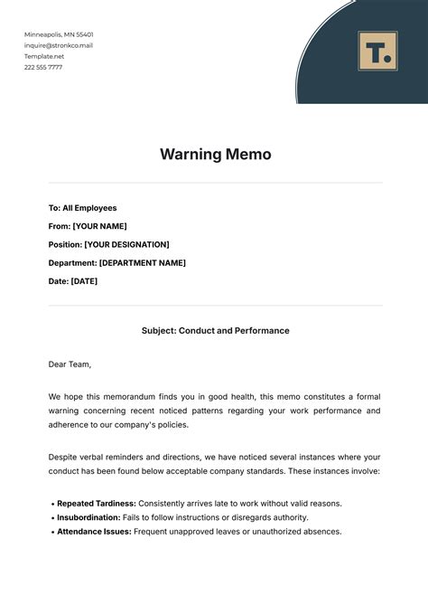 Free Warning Memo Template To Edit Online