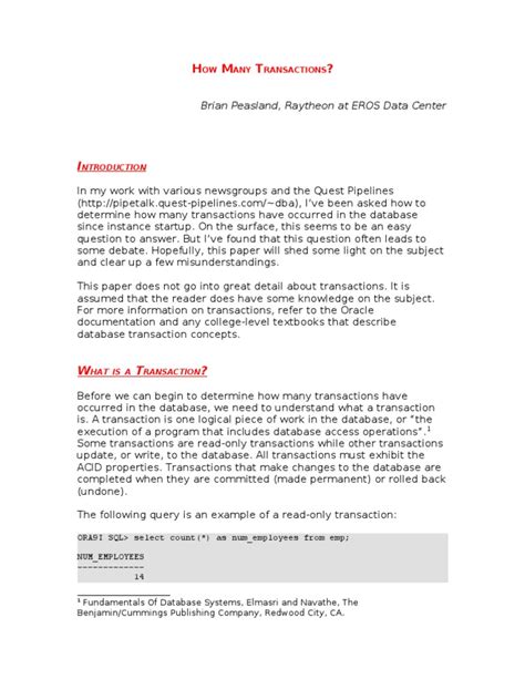 How Many Transactions Pdf Database Transaction Databases