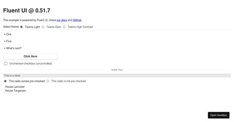 microsoft fluentui codesandbox react northstar template codesandbox