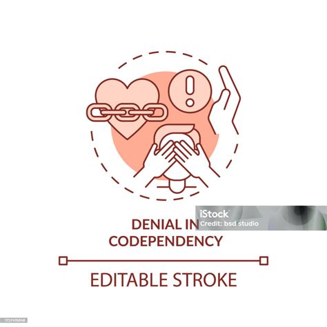 2d Red Linear Icon Denial In Codependency Concept Stock Illustration Download Image Now