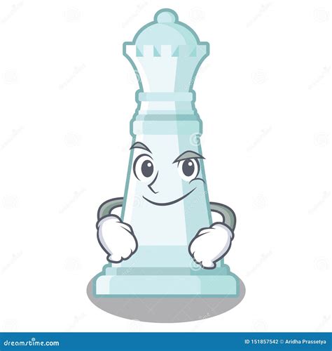 Smirking Chess Queen On The Mascot Chessboard Stock Vector