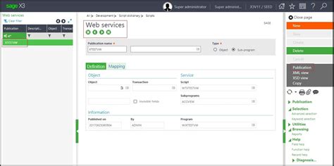 creating view in sage x3 and make it accessible through web services