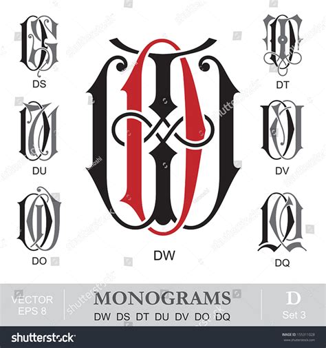 Vintage Monograms Dw Ds Dt Du Stock Vector Royalty Free 155311028 Shutterstock