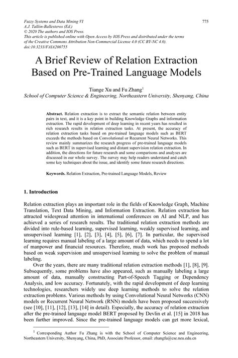 Pdf A Brief Review Of Relation Extraction Based On Pre Trained Language Models