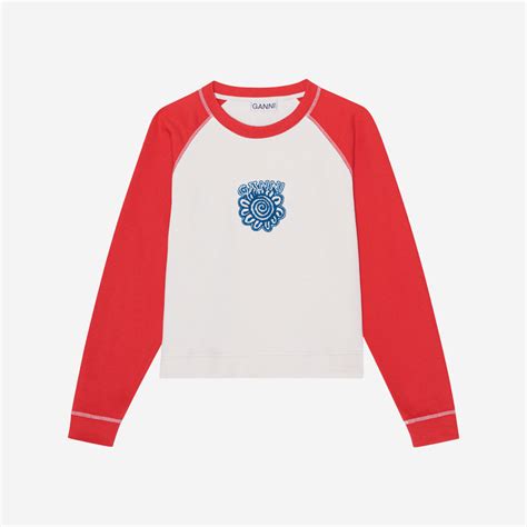 W 가니 이솔리 래글런 콘트라스트 슬리브 스웨트셔츠 에그렛 Ganni Kream