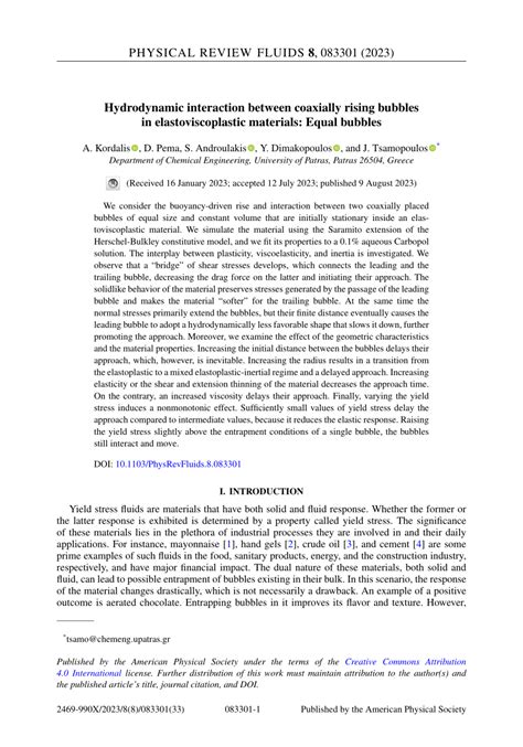 Pdf Hydrodynamic Interaction Between Coaxially Rising Bubbles In Elastoviscoplastic Materials