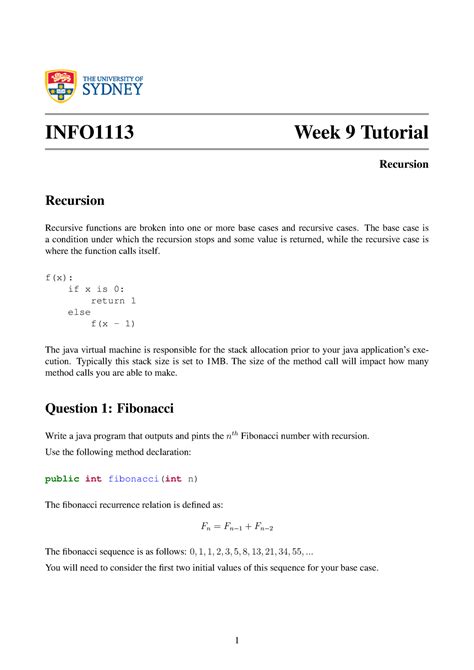tutorial 09 tutorial 09 info1113 week 9 tutorial recursion recursion recursive functions are