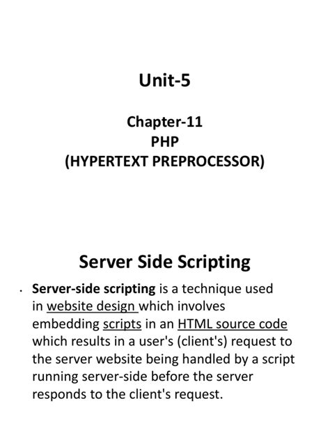 Unit 5 Chapter 11 Php Hypertext Preprocessor Pdf Php Web Server