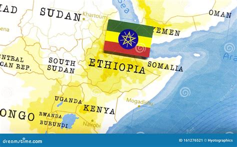 the flag of ethiopia in the world map stock image image of journey