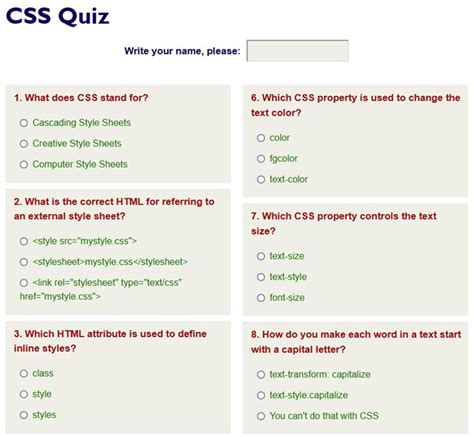 Css Quiz Bootstrap