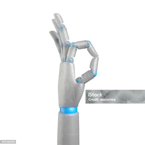 Render 3d Ilustrasi Digital Tangan Robot Lengan Android Gerakan Jari Terisolasi Di Latar