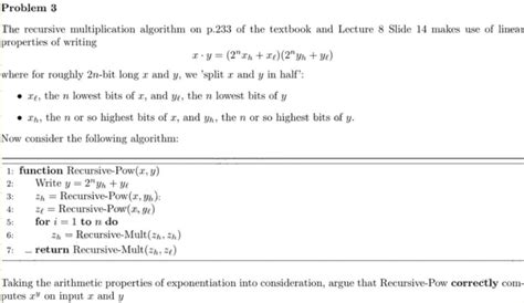 Solved The Recursive Multiplication Algorithm On P 233 Of