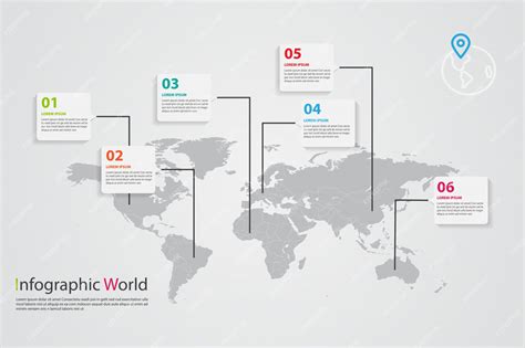 세계지도 인포 그래픽 세계지도 정보 프리미엄 벡터