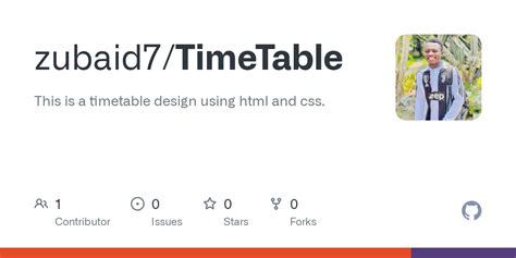 Github Zubaid7timetable This Is A Timetable Design Using Html And Css