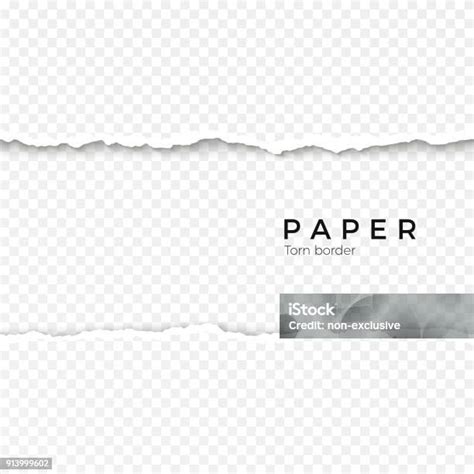 가로 이음매 없는 찢어진된 종이 가장자리 종이 줄무늬의 거친 깨진된 테두리입니다 투명 한 배경에서 분리 하는 벡터 일러스트 레이 션 0명에 대한 스톡 벡터 아트 및 기타