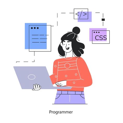 Premium Vector Editable Linear Mini Illustration Of A Programmer