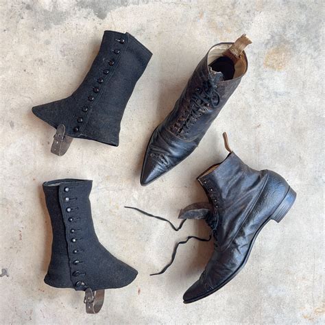 C 1890s Mens Boots Spats Witchy Vintage