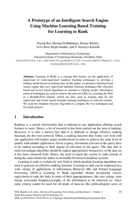 pdf a prototype of an intelligent search engine using machine