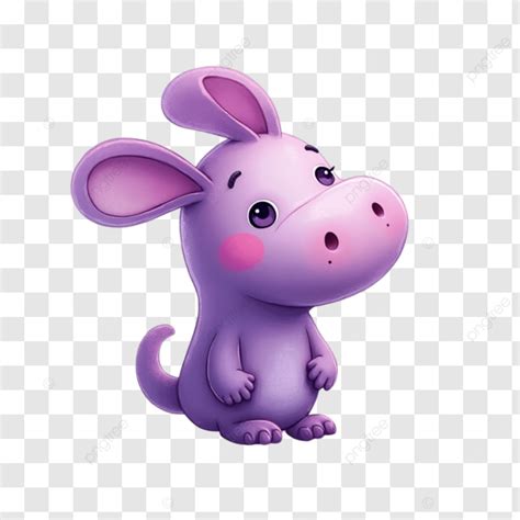 Adorable Caricatura De Hipopótamo Morado Que Representa Alegría Y