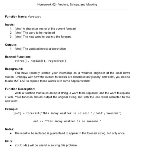 Solved Homework 02 Vectors Strings And Masking Function