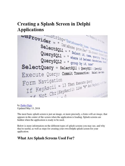 creating a splash screen in delphi applications pdf application