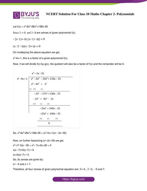 Ncert Solutions Class 10 Maths Chapter 2 Polynomials