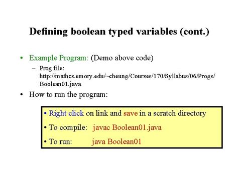 The Boolean Logical Data Type Boolean Logical Data