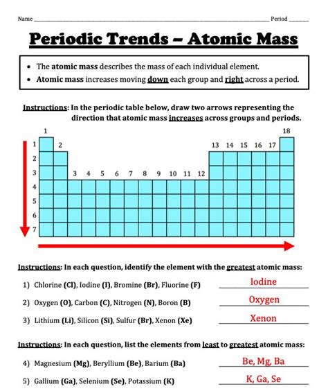 Periodic Trends Notes And Worksheet Set Radius Worksheets Library