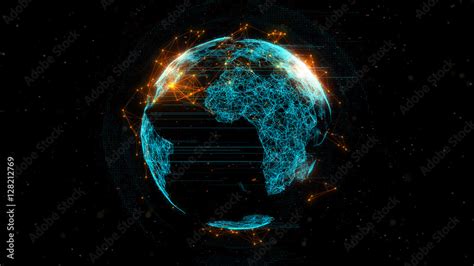 3d Rendering Abstract Globe With Particles And Plexus Structure