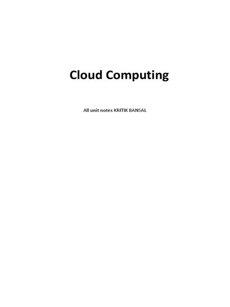Cloud Computing All Unit Notes Download Free Pdf Representational State Transfer Virtual